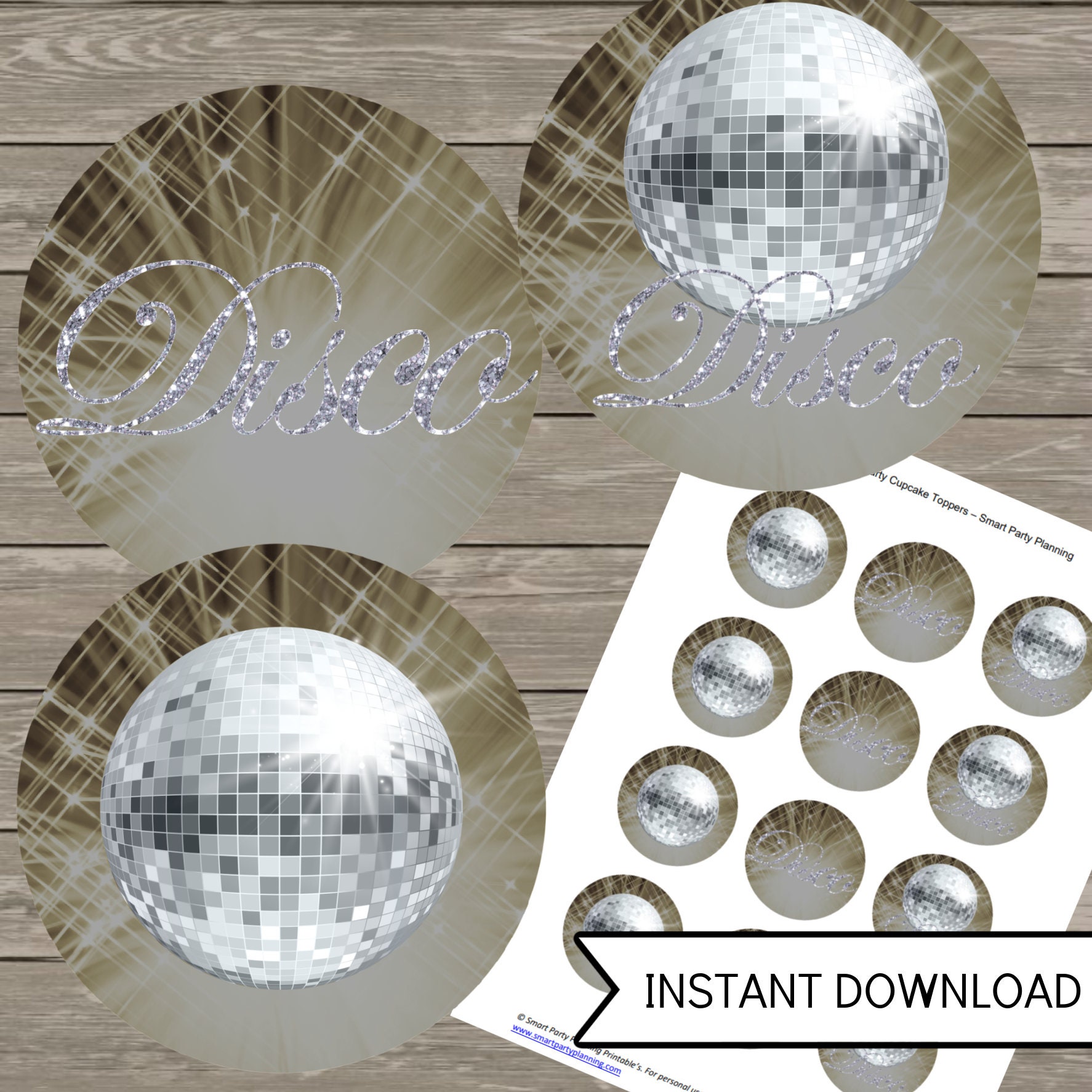 Printable Disco Party Cupcake Toppers Printable Cupcake - Etsy