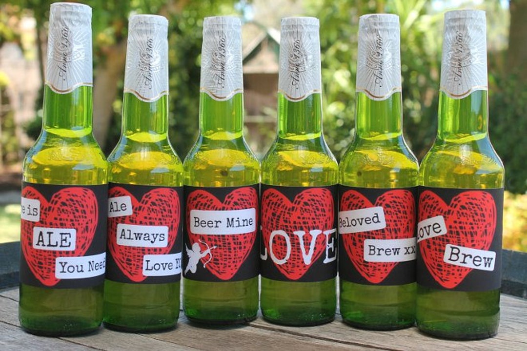 Chunky Heart Valentines Beer Labels: Husband Gift (PDF) - Etsy