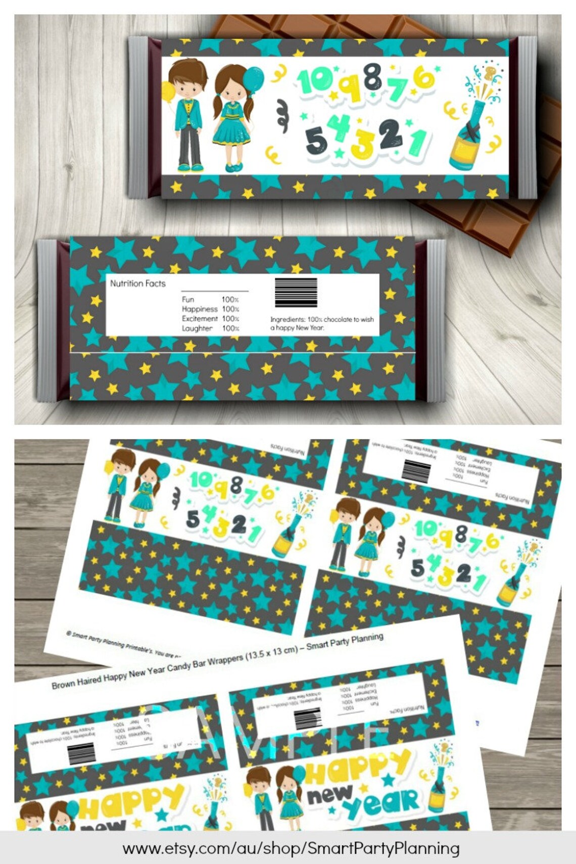Printable New Years Eve Candy Bar Wrappers Quick Party | Etsy