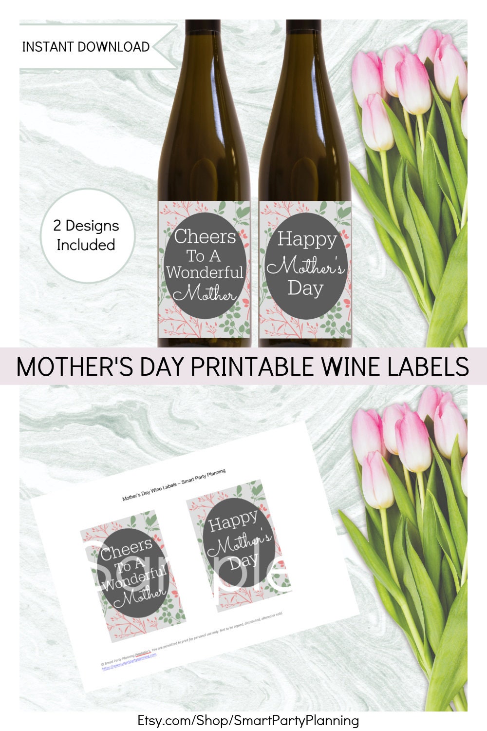 Mother's Day Wine Labels Printable Gift For Mom Instant | Etsy