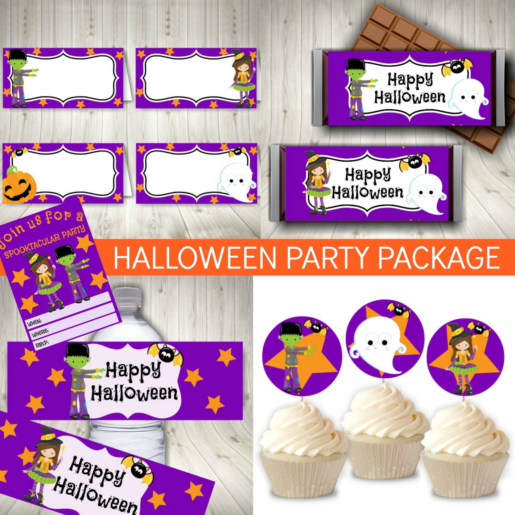 Halloween Party Printable Set Halloween Decorations | Etsy