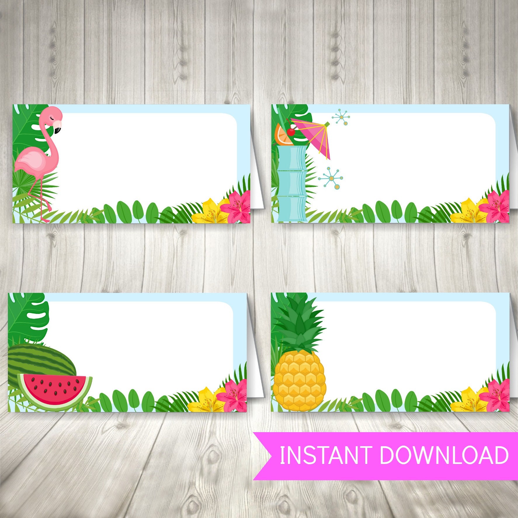Tropical Party Food Labels, Instant Download Tropical Decor - Etsy
