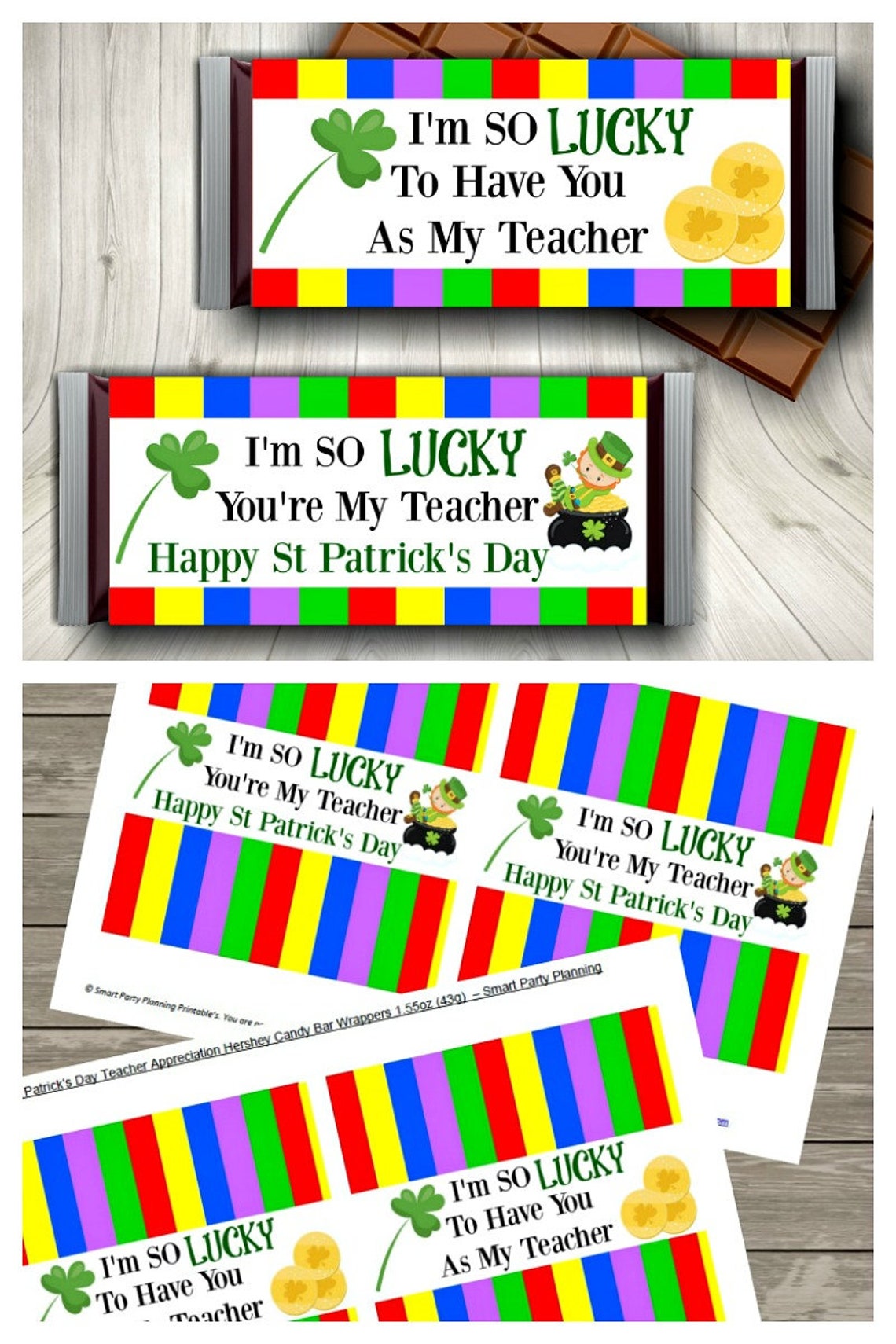 St Patrick's Day Candy Bar Wrappers, Teacher Appreciation Gift - Etsy