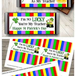 St Patrick's Day Candy Bar Wrappers, Teacher Appreciation Gift - Etsy