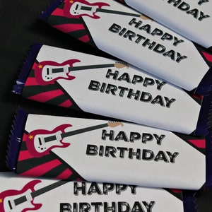 Rock Star Birthday Party Chocolate Bar Wrappers / Girls Party Chocolate ...