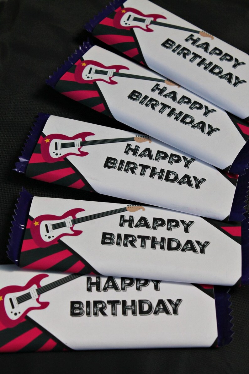 Rock Star Birthday Party Chocolate Bar Wrappers / Girls Party - Etsy