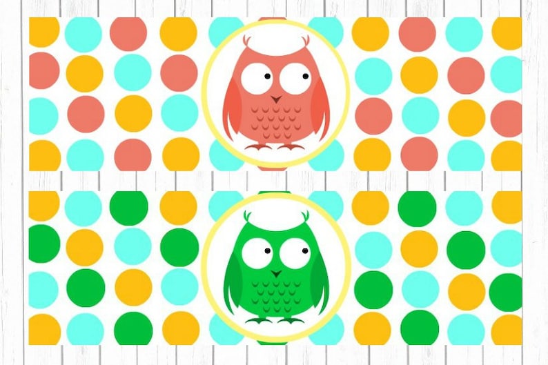 Polkadot Owl Water Bottle Labels, Printable Party Decor (PDF) - Etsy