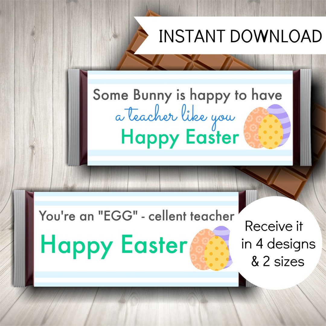 Easter Teacher Gift, Printable Easter Candy Bar Wrappers, Instant ...