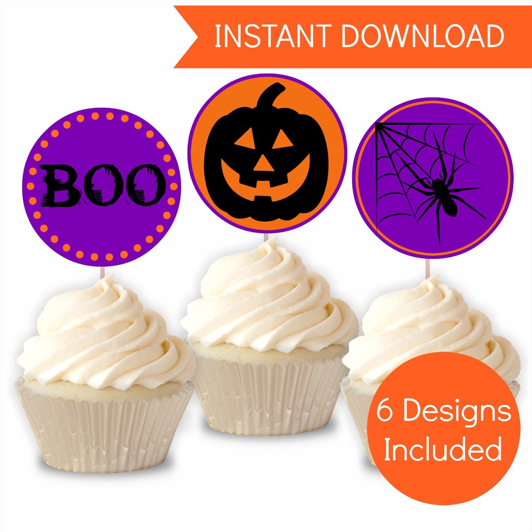 Halloween Cupcake Toppers or Favor Gift Tags, Printable Instant ...