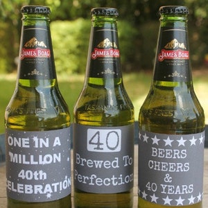 40th Birthday Beer and Wine Labels, 40th Birthday Party Gift - Etsy