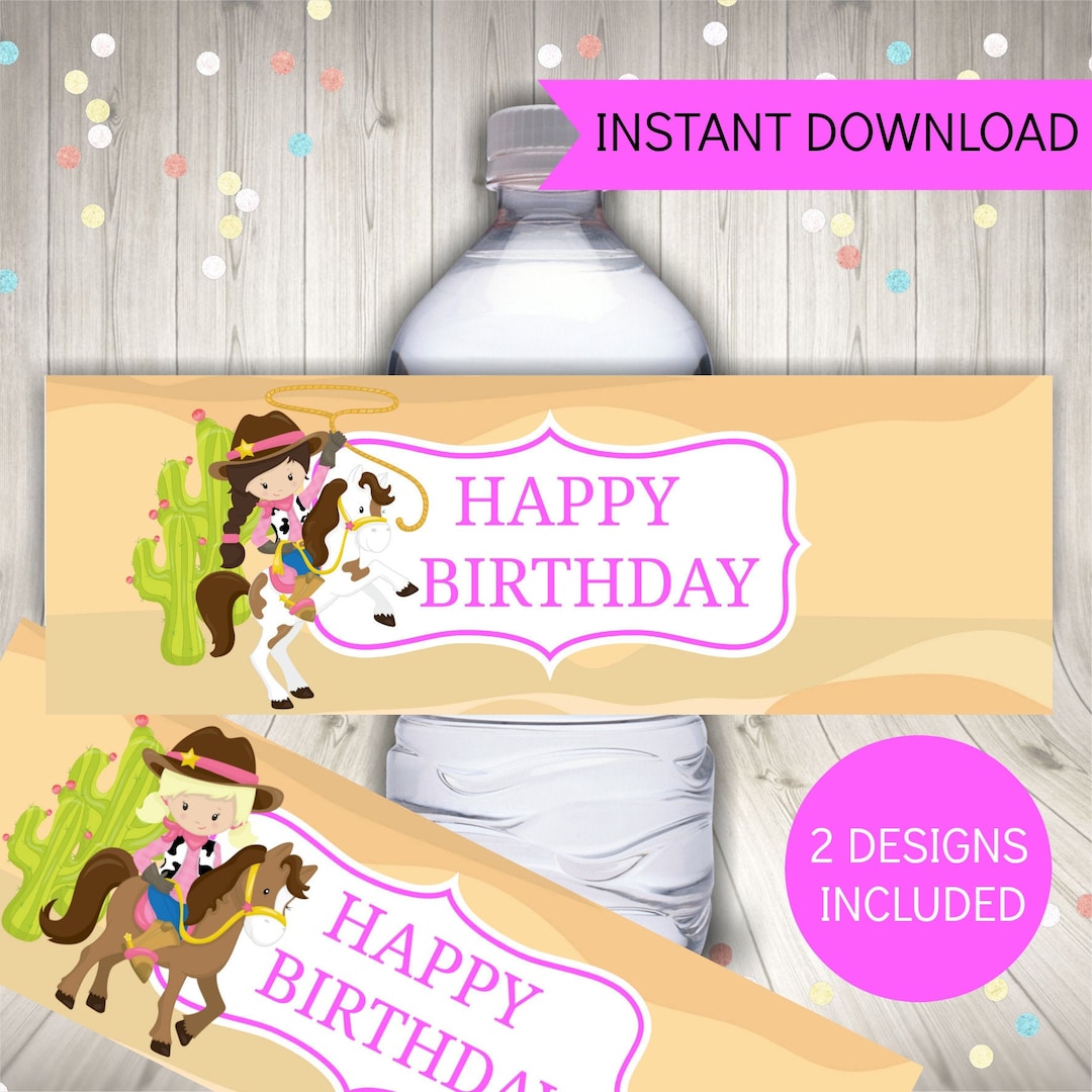 Cowgirl Water Bottle Labels, Cowgirl Birthday Party Decoration - Etsy