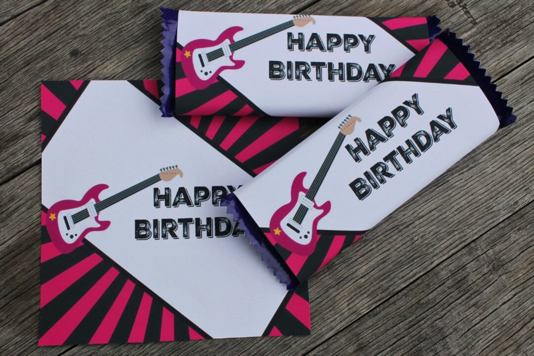Rock Star Birthday Party Chocolate Bar Wrappers / Girls Party Chocolate ...