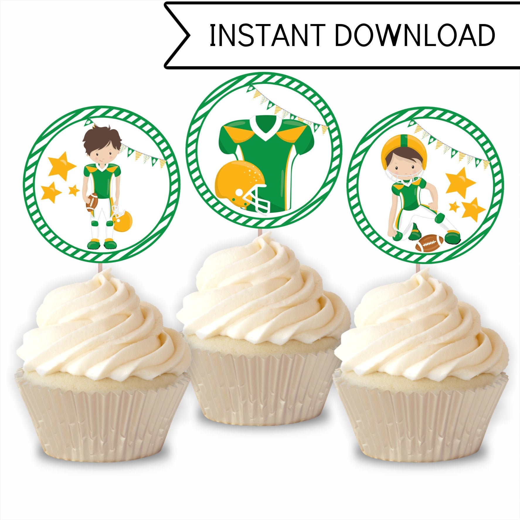 Football Party Cupcake Toppers Printable Party Decorations - Etsy