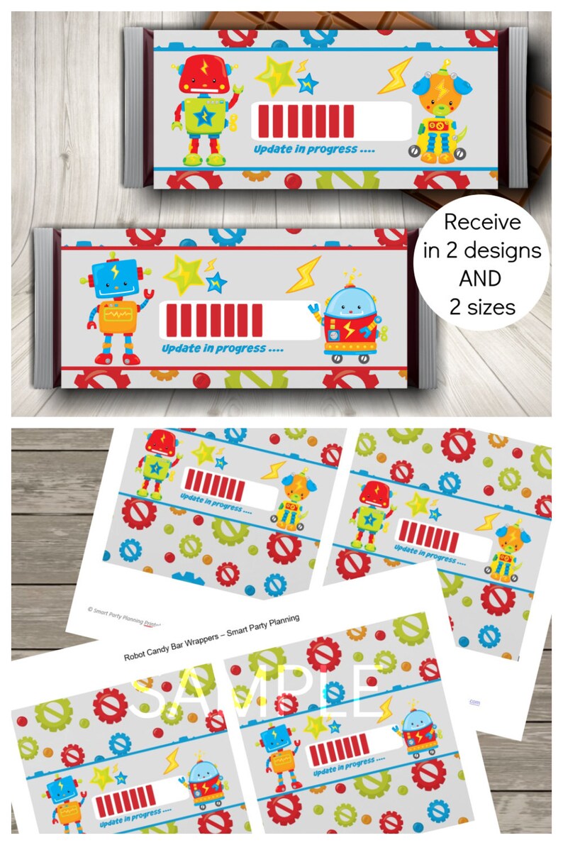 Robot Party Candy Bar Wrappers Robot Themed Party Favors - Etsy