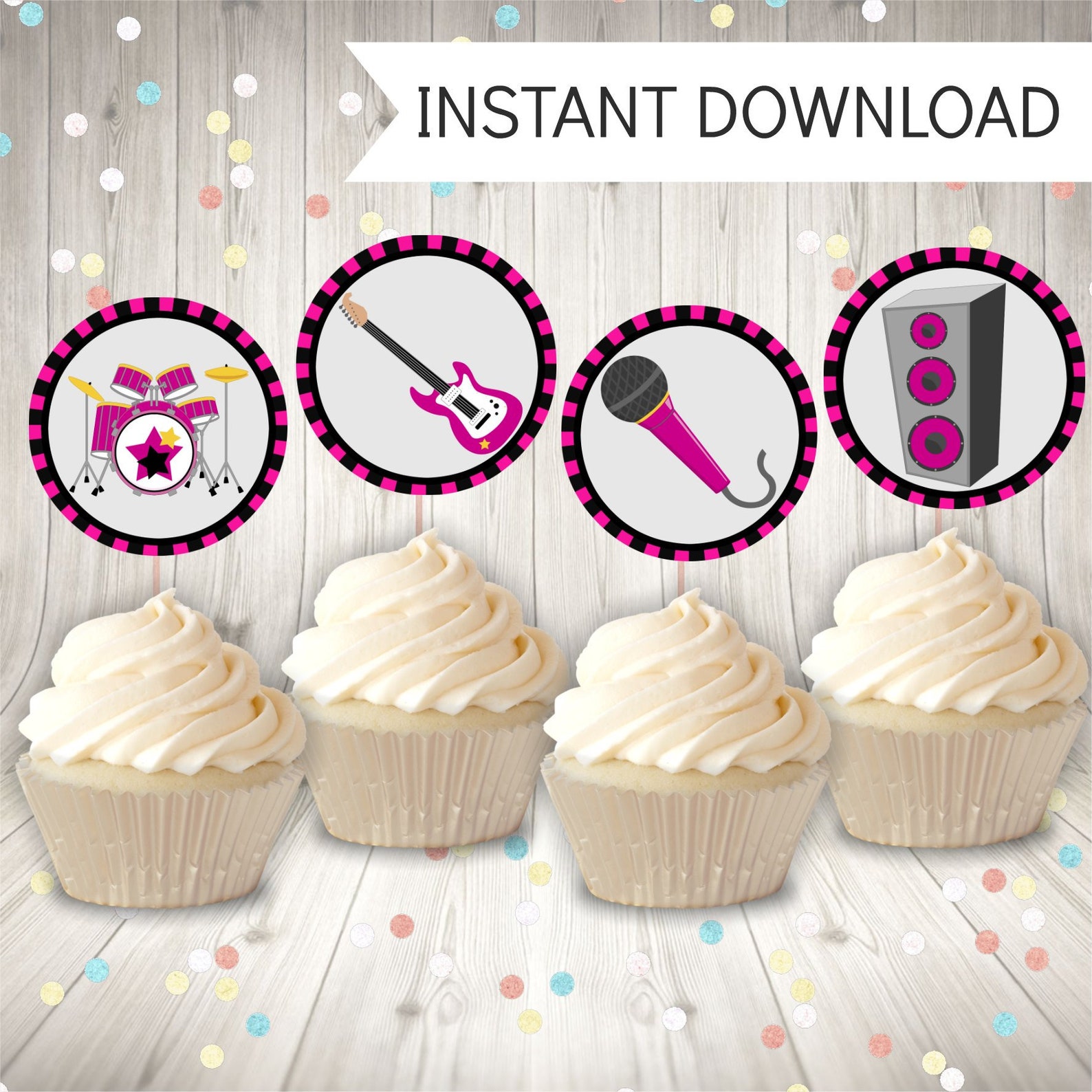 Rock Star Party Printables Set Instant Download Party | Etsy