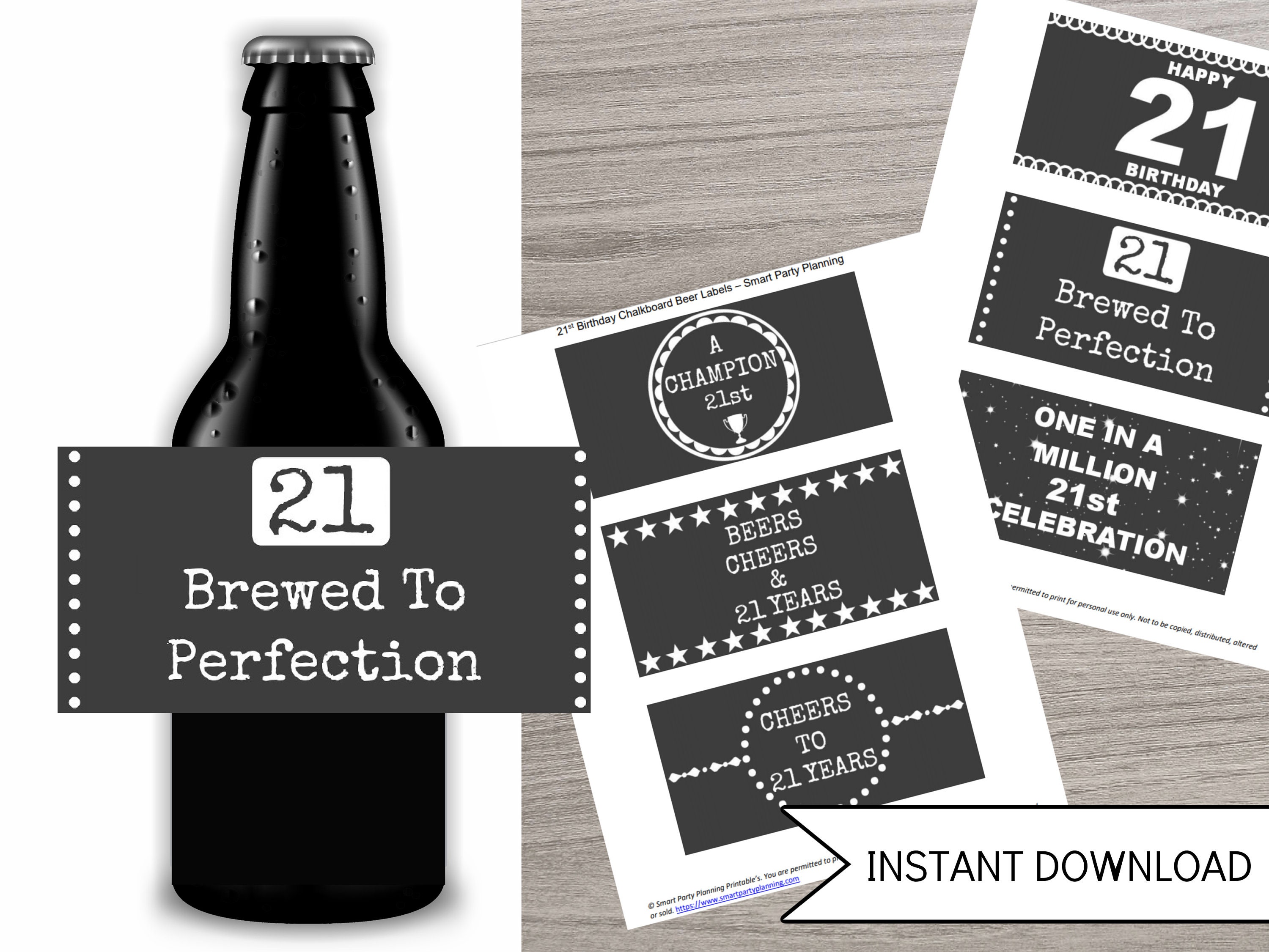 21st Birthday Beer Labels Beer Gift Printable Labels Instant | Etsy