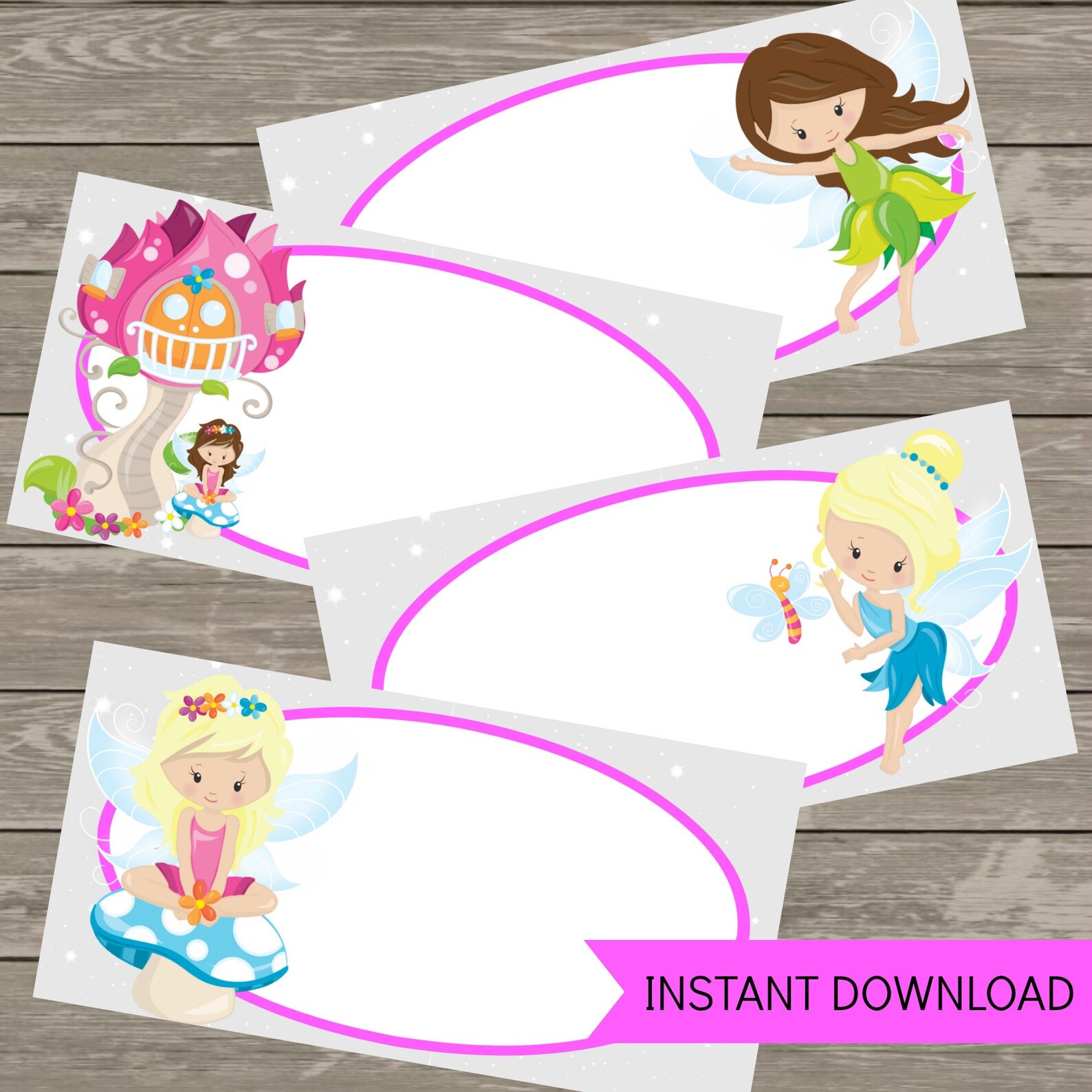 Fairy Party Food Labels, Printable Tent Cards (PDF Download) - Etsy
