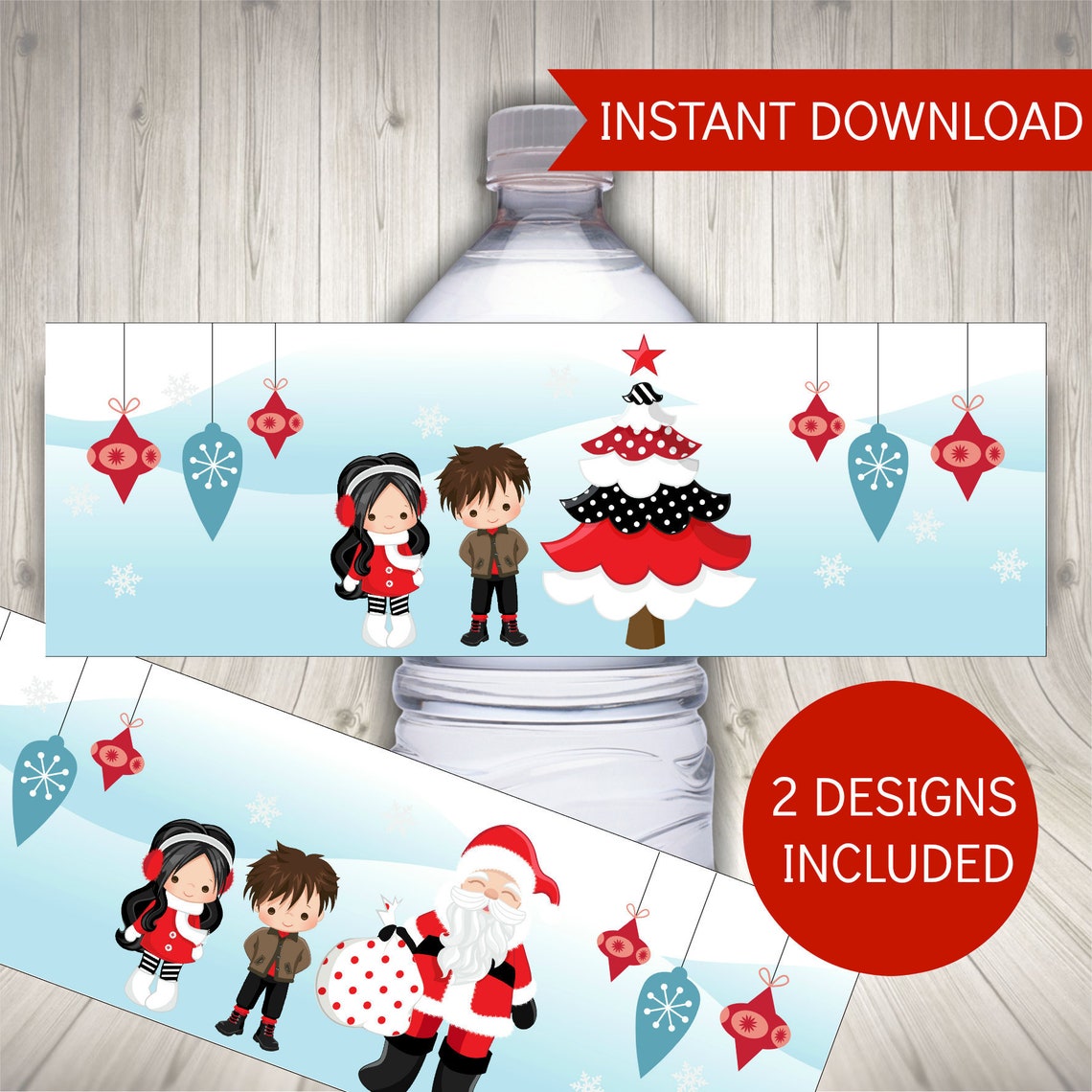 Christmas Water Bottle Labels Instant Printable Download | Etsy