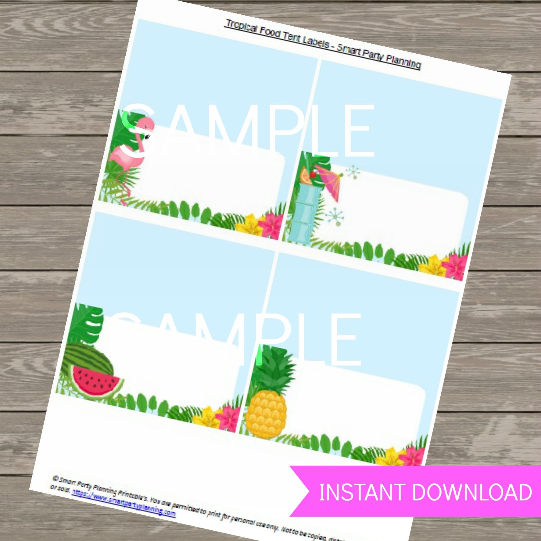 Tropical Party Food Labels, Instant Download Tropical Decor - Etsy