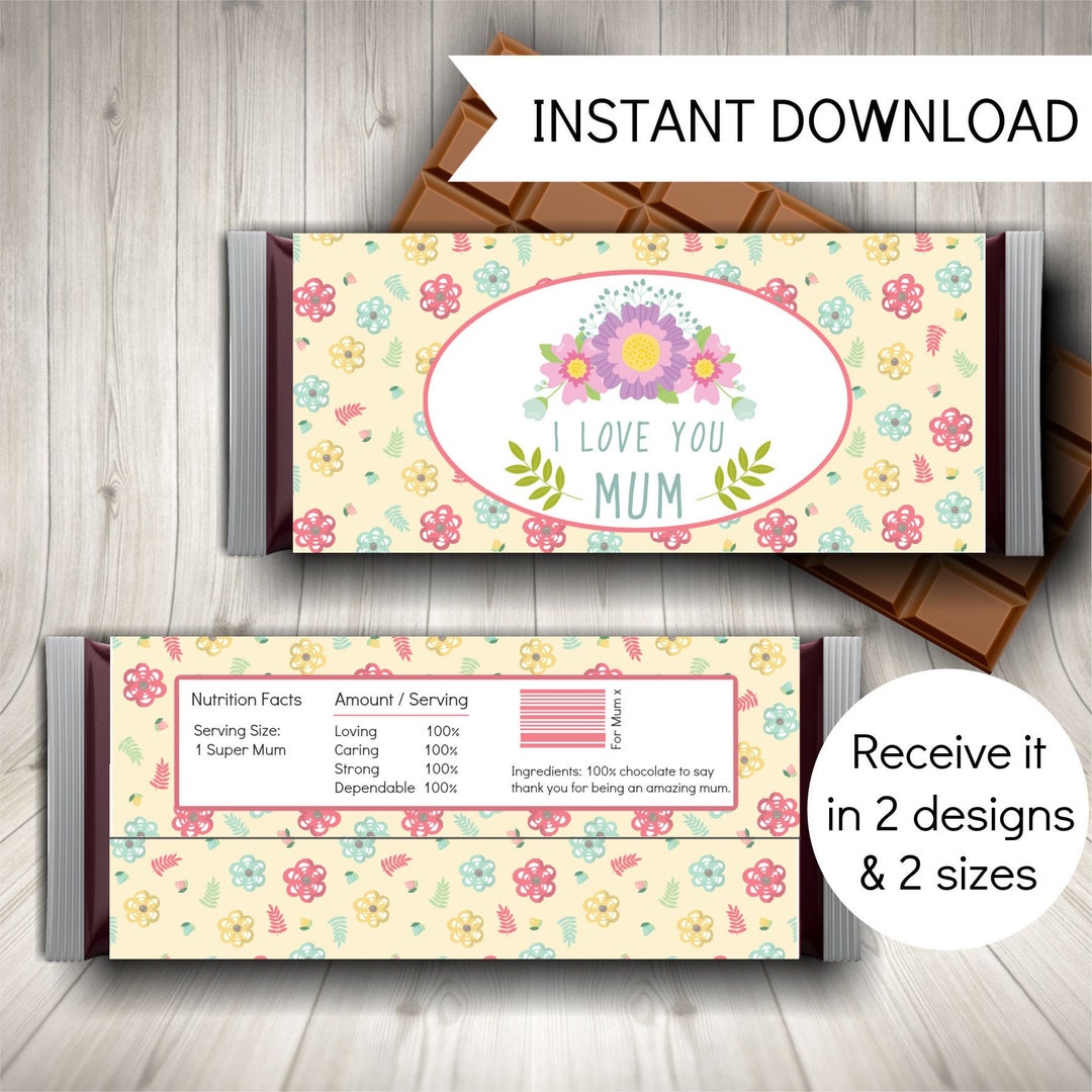 Mum Candy Bar Wrappers, Easy Gift for Mums, Printable Instant Download ...