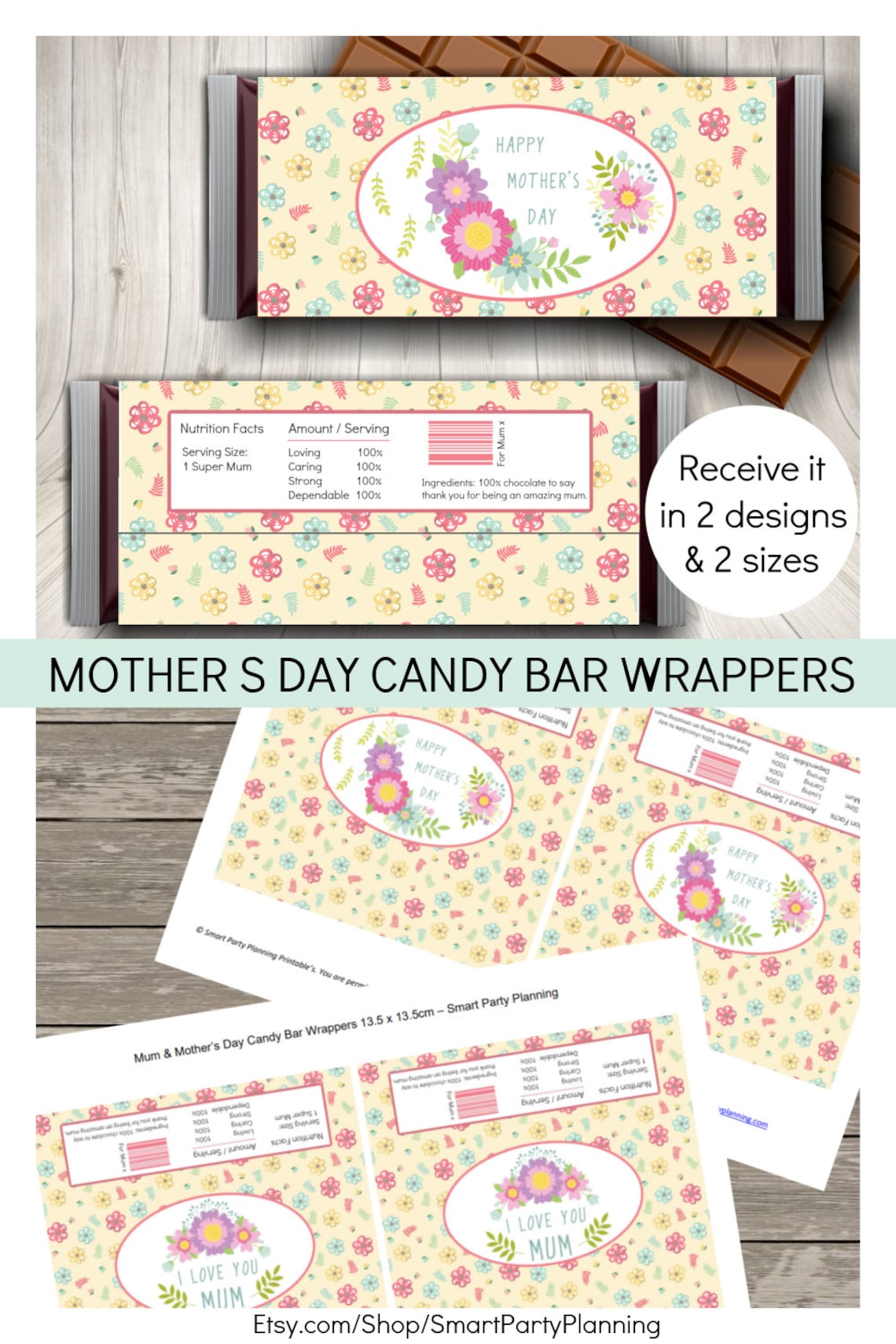 Mum Candy Bar Wrappers, Easy Gift for Mums, Printable Instant Download ...