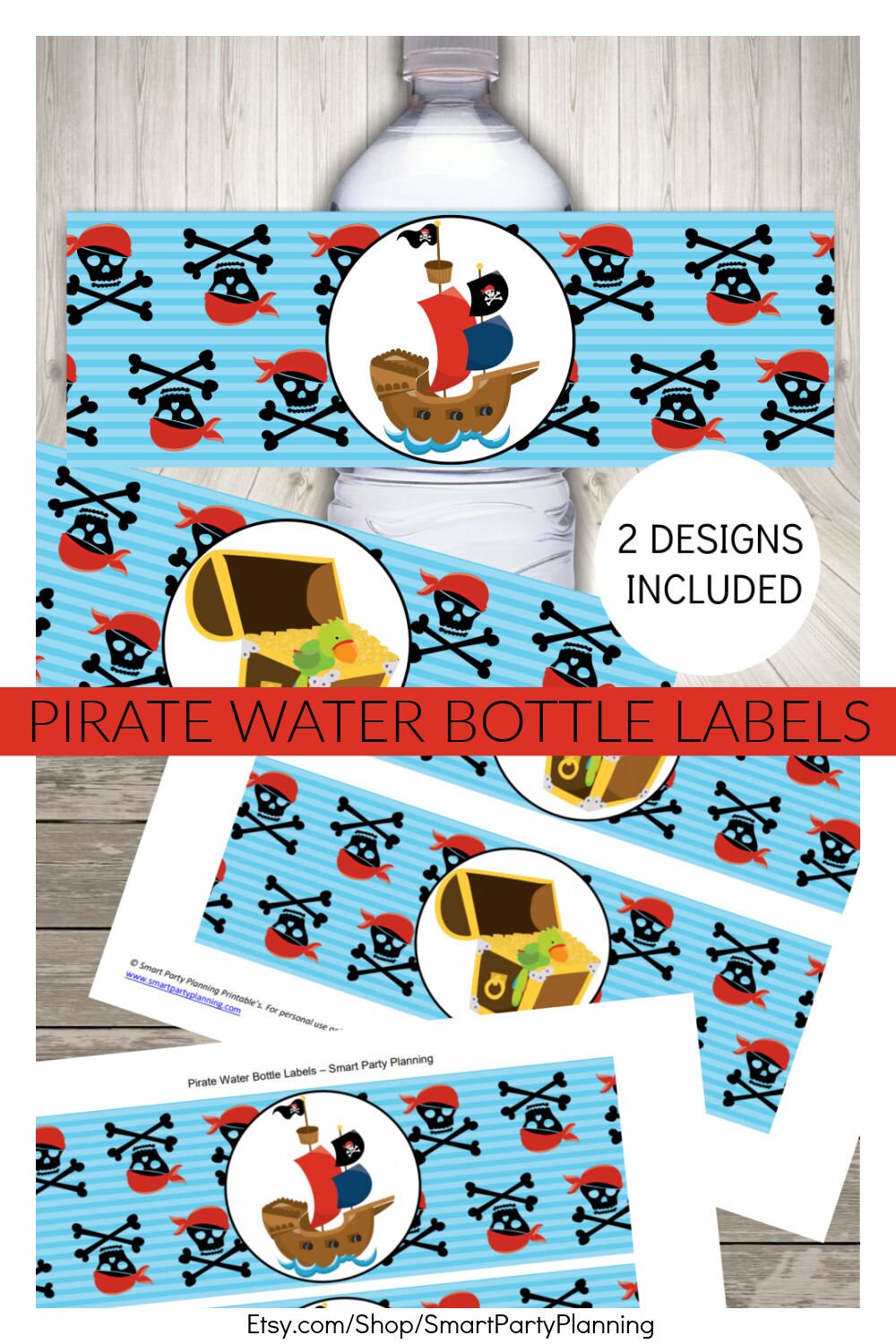 Pirate Party Water Bottle Labels Birthday Party Decor | Etsy