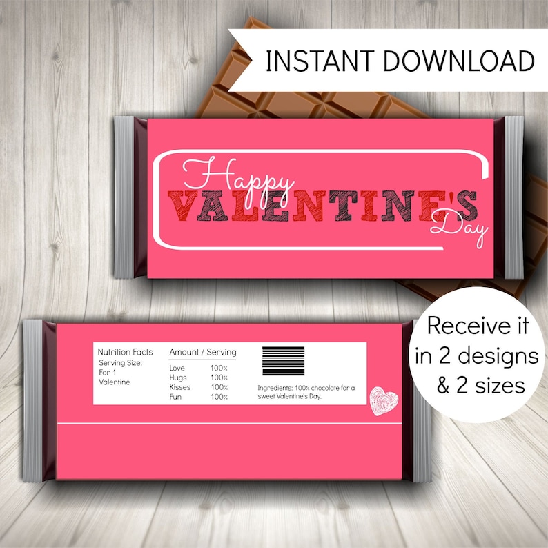 Printable Valentine's Candy Bar Wrappers Valentine's - Etsy