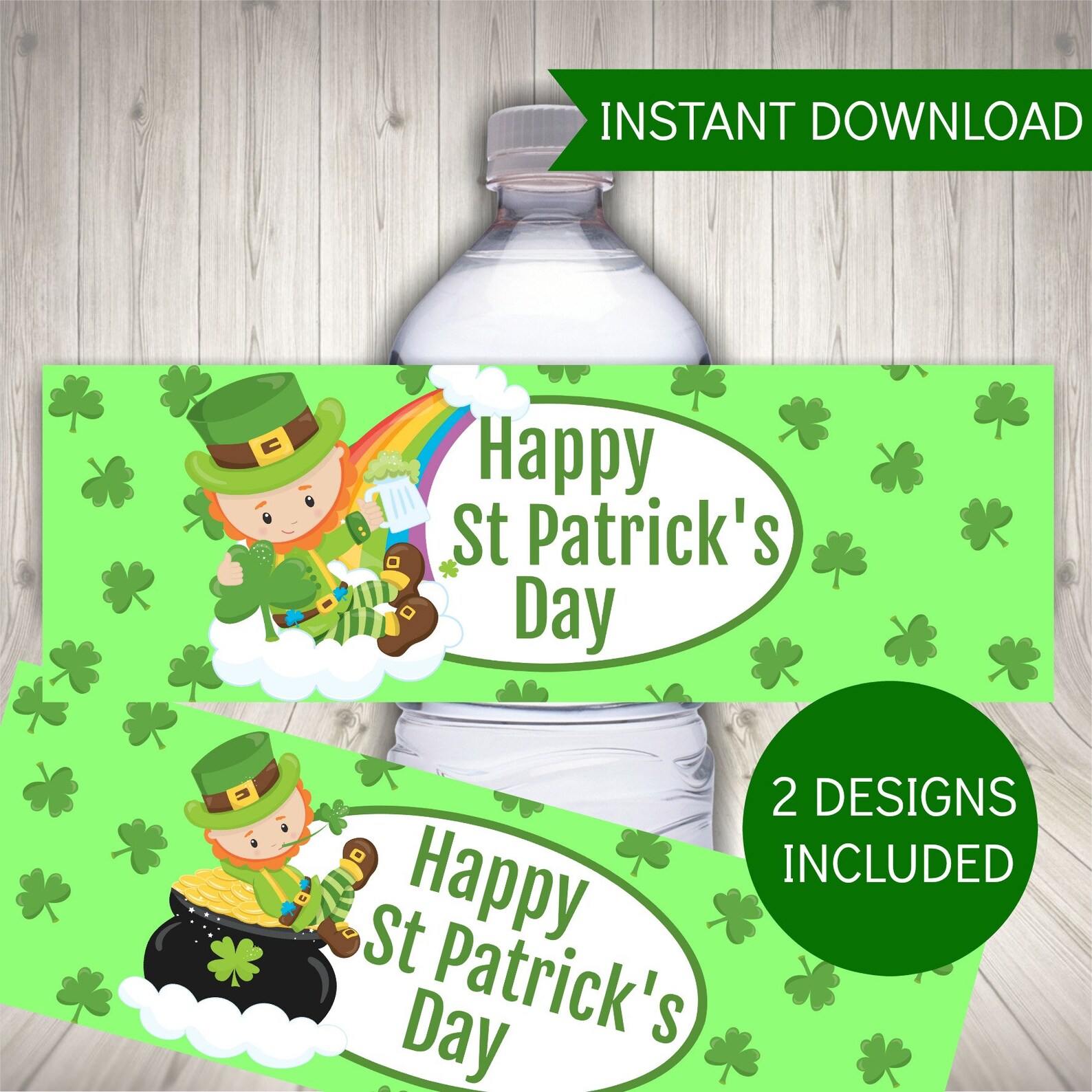 St Patricks Day Water Bottle Labels Leprechaun Printable | Etsy