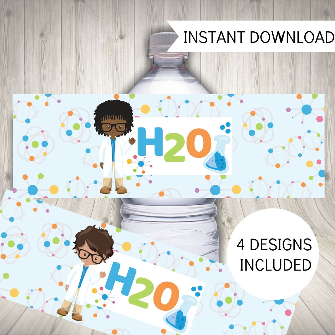 Science Party Water Bottle Labels, Printable Boy Birthday Party ...