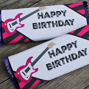 Rock Star Birthday Party Chocolate Bar Wrappers / Girls Party Chocolate ...