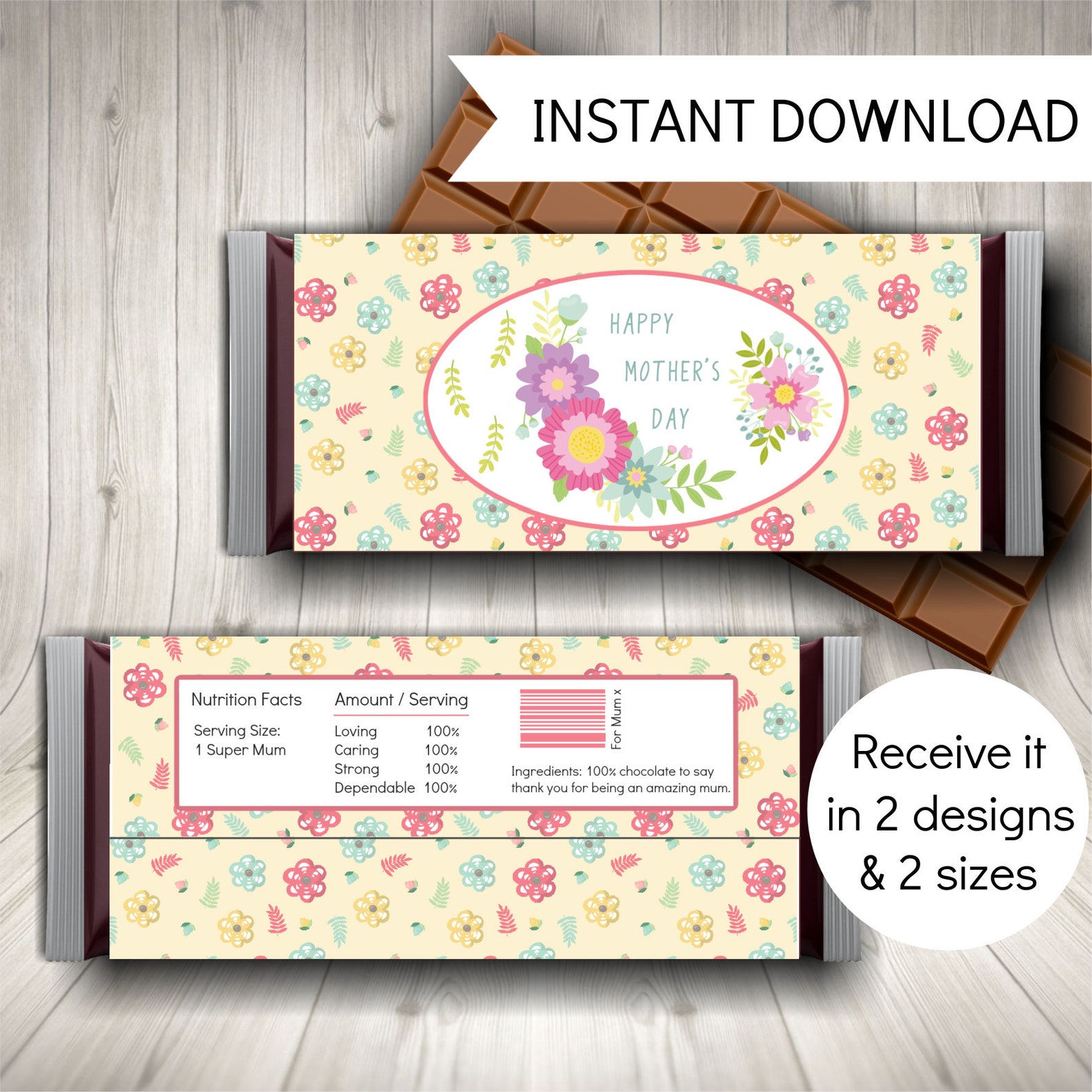 Mum Candy Bar Wrappers Easy Gift for Mums Printable Instant | Etsy