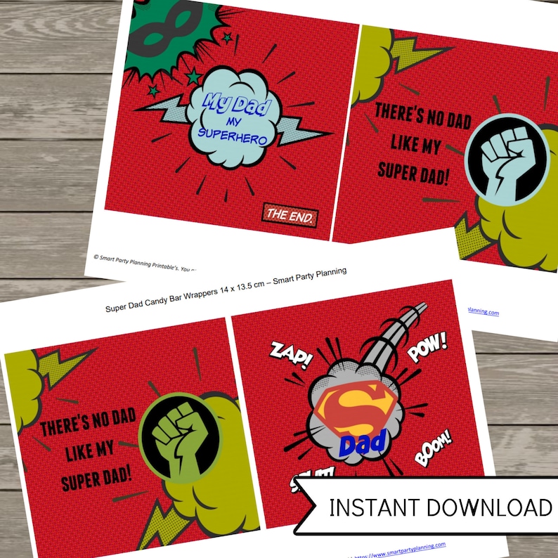 Super Dad Candy Bar Wrappers, Easy Father's Day Gift, Printable Instant ...