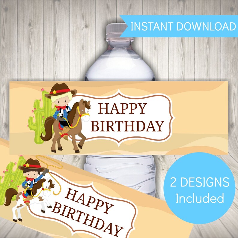 Cowboy Water Bottle Labels, Cowboy Birthday Party Decoration - Etsy