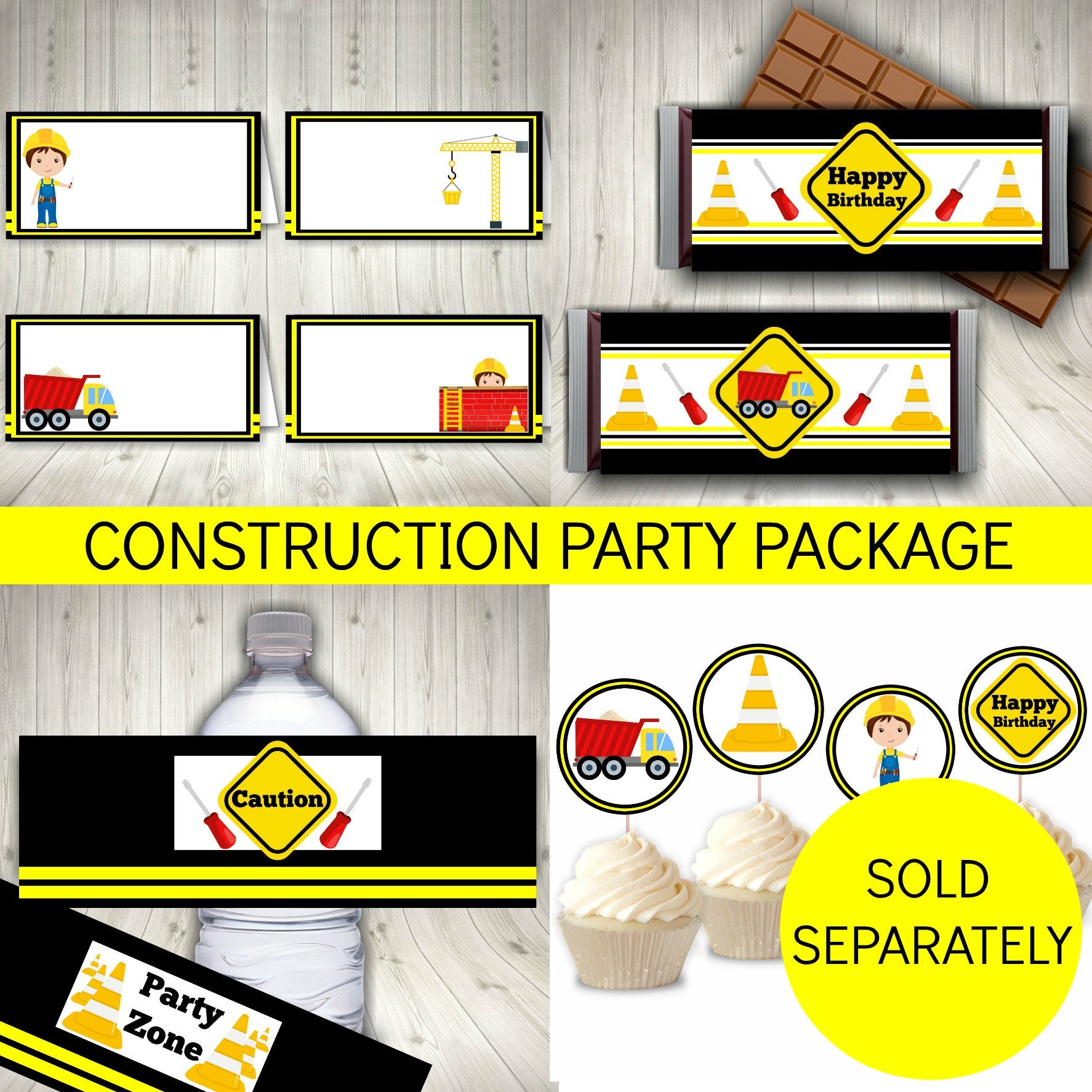 Construction Party Candy Bar Wrappers Printable Construction | Etsy