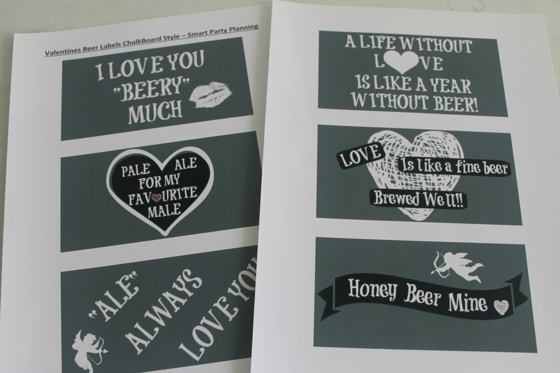 Valentines Day Printable Beer Labels Beer Gift Chalk Board - Etsy Australia