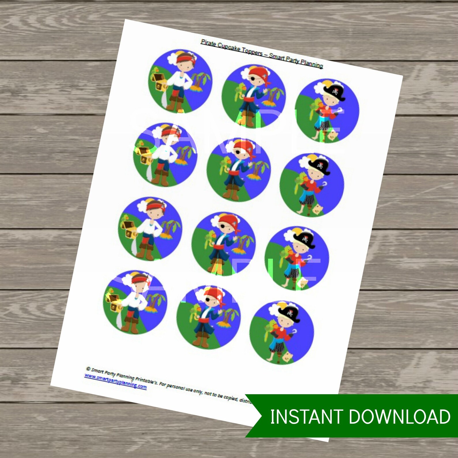 Pirate Party Cupcake Toppers Printable Toppers - Etsy