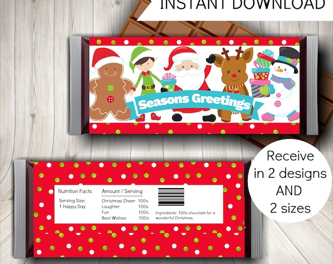 Christmas Candy Bar Wrapper, Christmas Teacher Gift, Christmas Favour ...