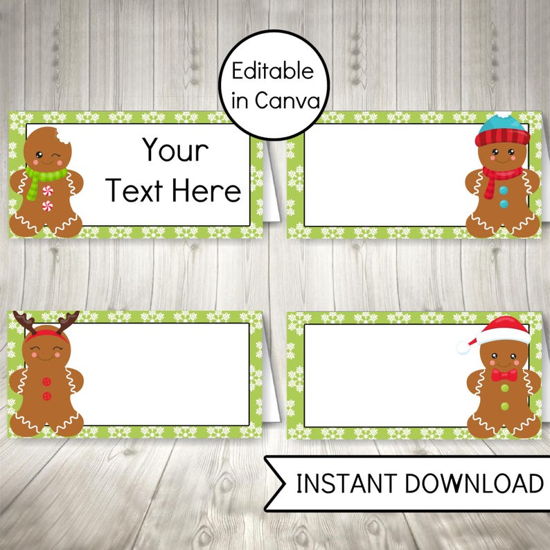 Editable Gingerbread Man Place Cards: Instant Download Printable Party ...