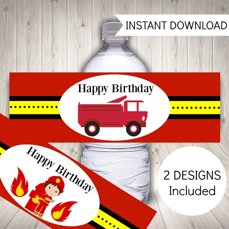 Fireman Water Bottle Labels - Etsy