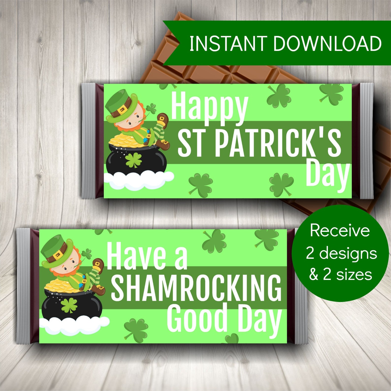 St Patricks Day Candy Bar Wrappers Leprechaun Printable Party | Etsy