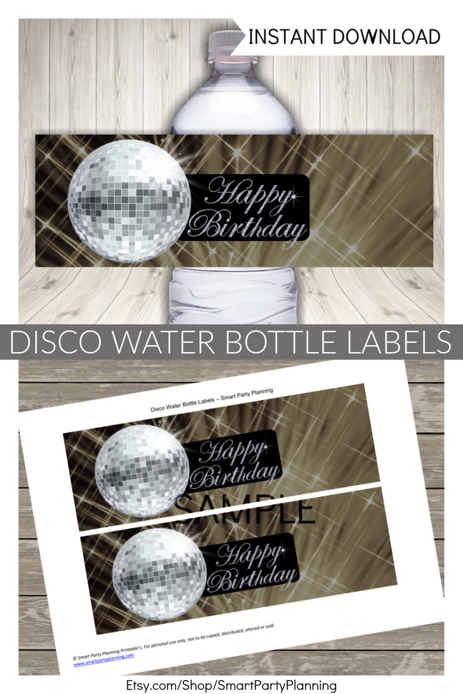 Disco Party Water Bottle Labels Mirror Ball Party Decoration - Etsy ...