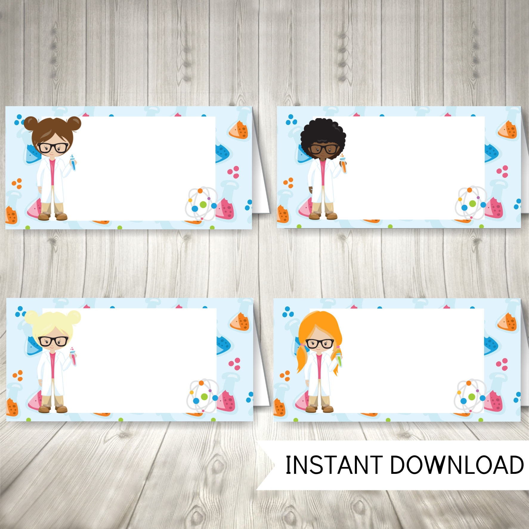 Girls Science Party Food Tent Labels Mad Scientist | Etsy