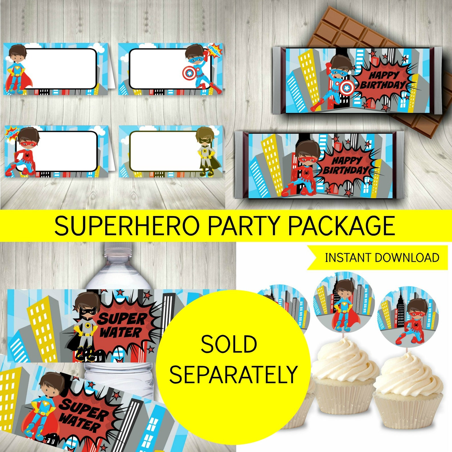 Superhero Party Water Bottle Labels Printable Labels FREE | Etsy