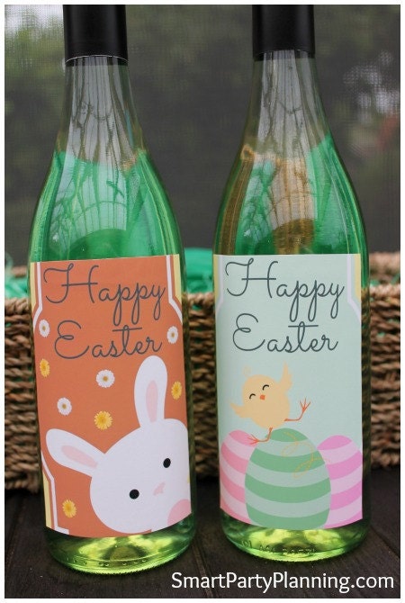 Easter Wine Bottle Labels / Easter Printable Labels - Etsy