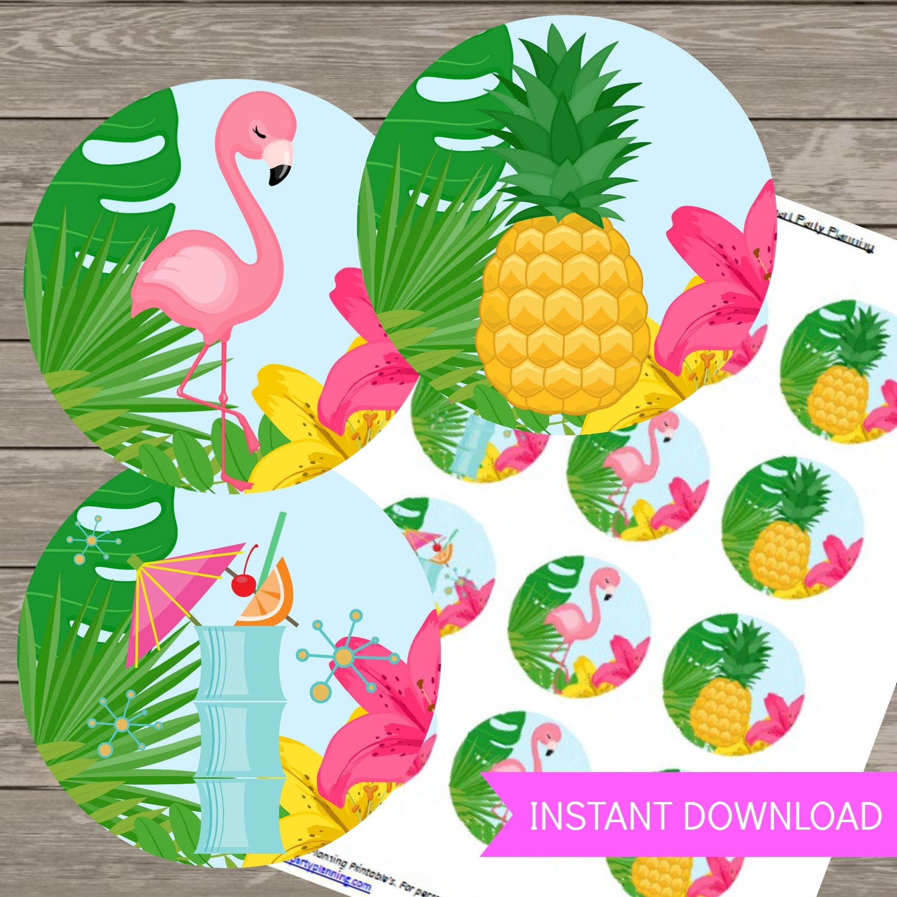 Tropical Party Cupcake Toppers Printable Cupcake Decorations - Etsy