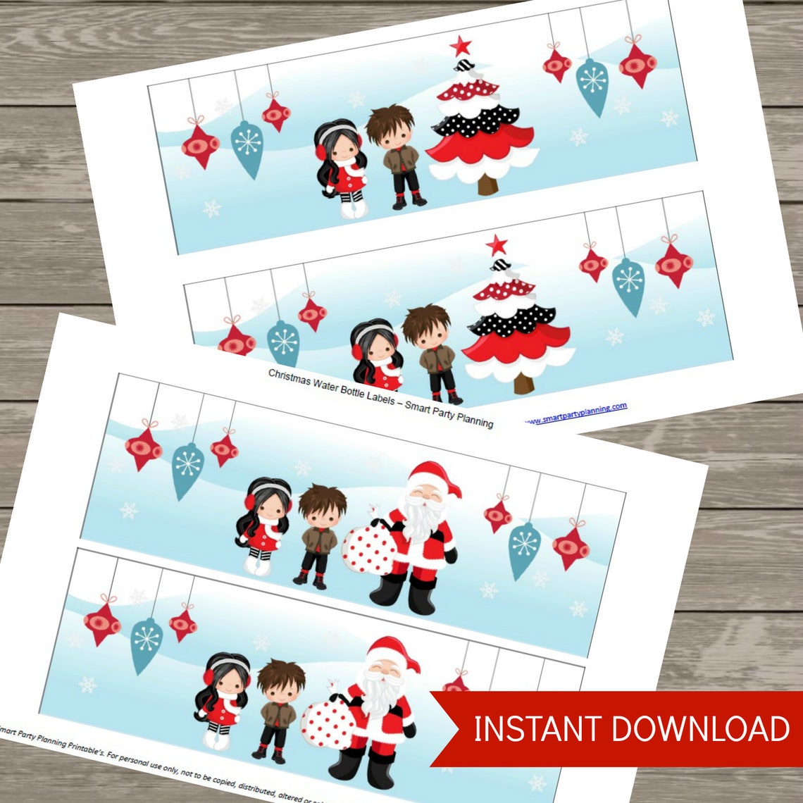 Christmas Water Bottle Labels Instant Printable Download | Etsy