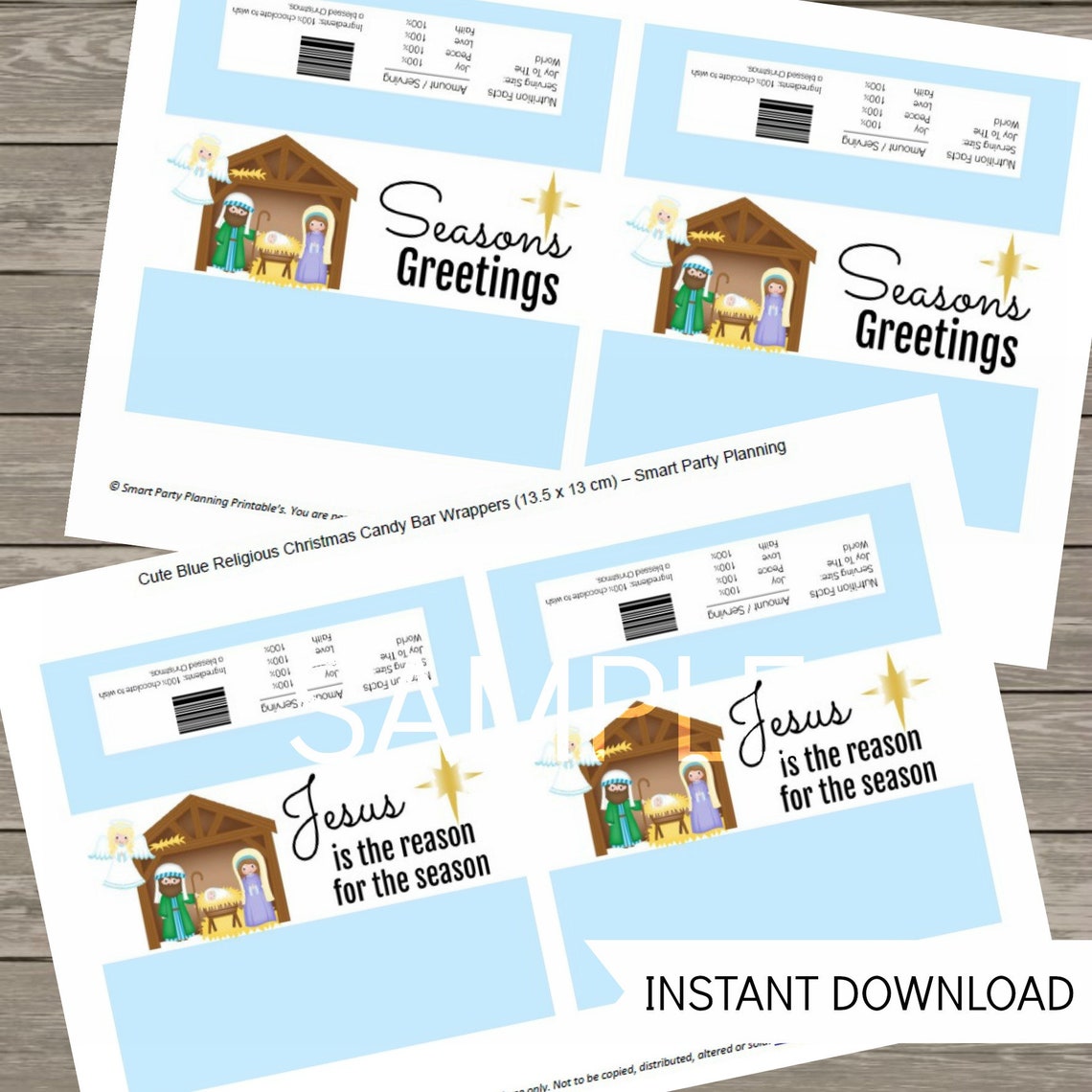 Christmas Nativity Candy Bar Wrappers Printable Party Favors - Etsy