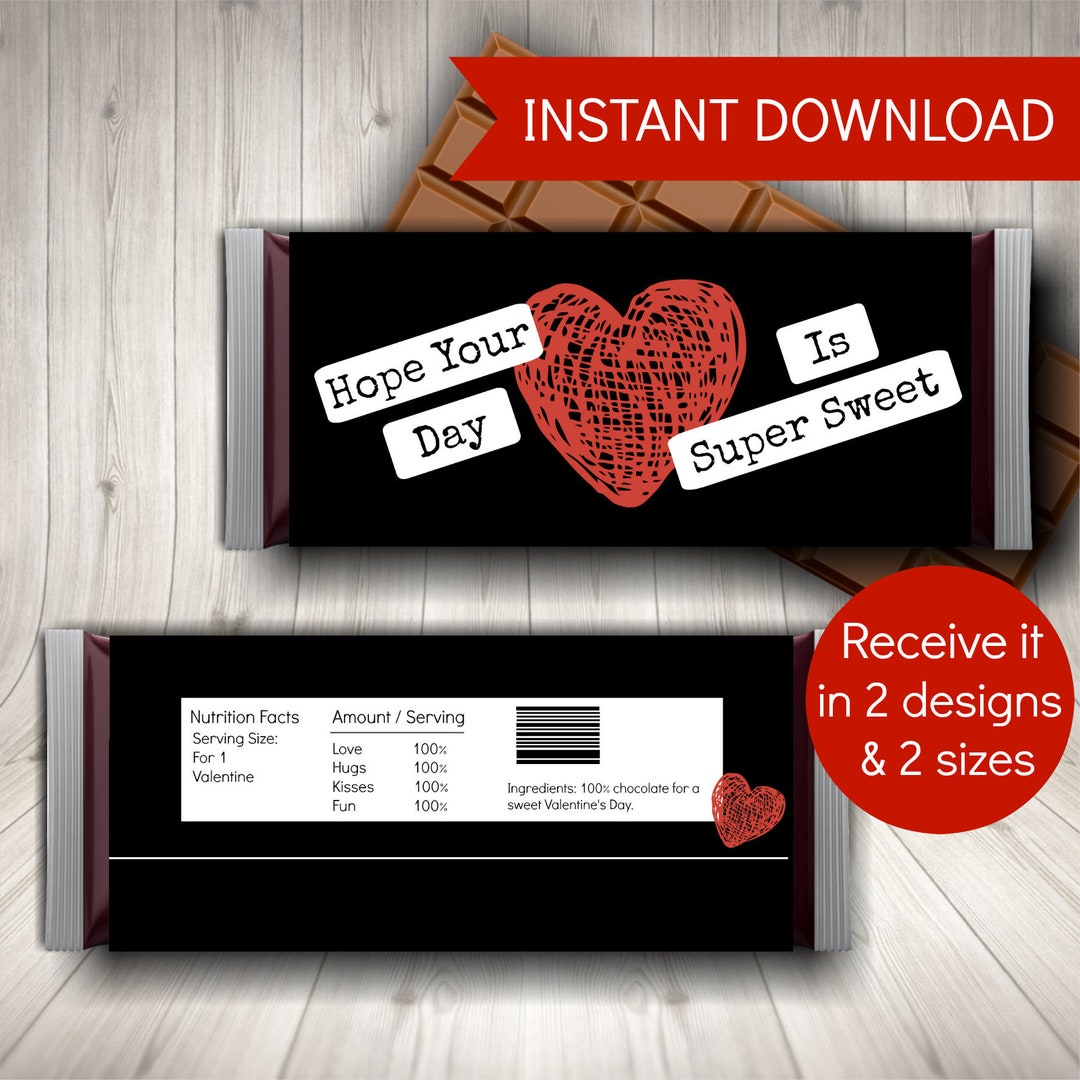 Printable Valentine's Candy Bar Wrappers, Valentine's Day Gifts - Etsy