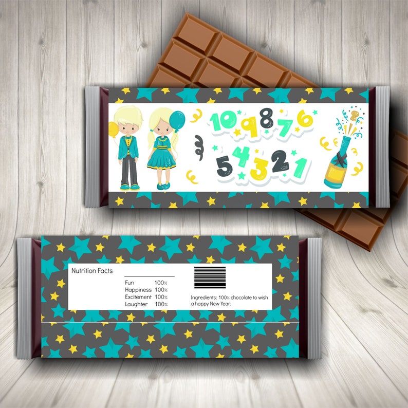 Happy New Year Printable Candy Bar Wrappers Party Favors - Etsy