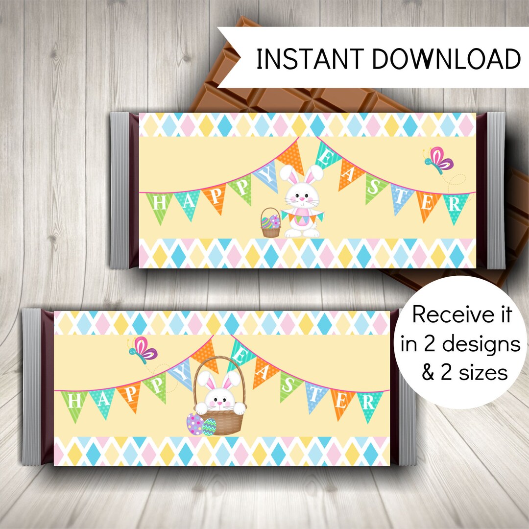 Easter Bunny Candy Bar Wrappers: Printable Party Favors (PDF) - Etsy